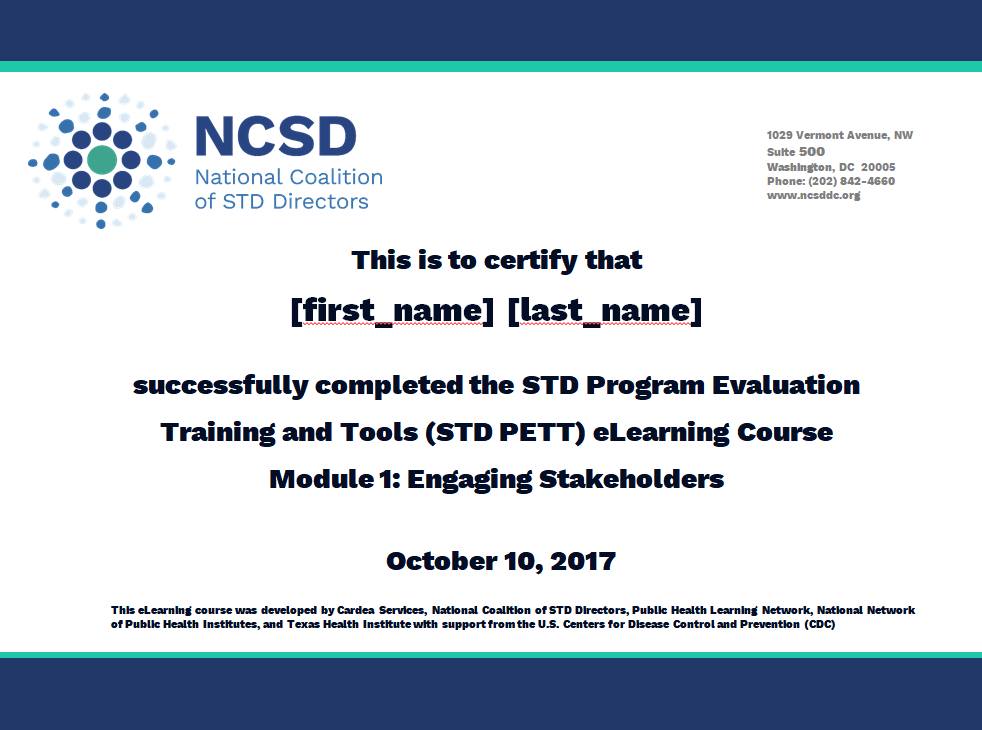 STD Program Evaluation Trainings and Tools